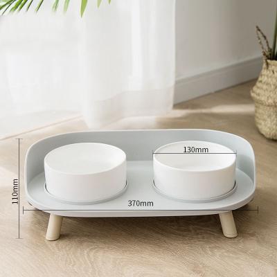 China Ceramic Pet Feeder Bowls Anti Overturning Detachable Elevated Rice Basin for sale