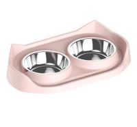 China 2 Stainless Steel Cat Dog Water Bowl No Spill Slow Feeder for sale