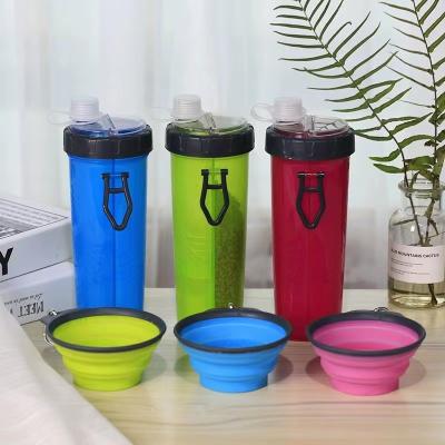 China Dual Purpose Pet Water Grain Integrated Cup Portable Folding Dog Food Bowl for sale