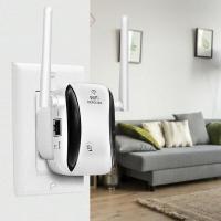 China 300Mbps WiFi Repeater Signal Amplifier with Dual Antenna 2.4G-5G Dual Band 110-240V Range for sale