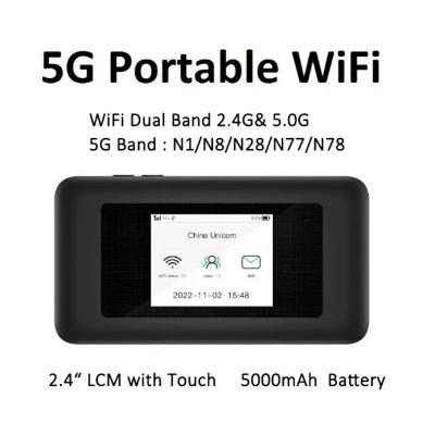 China 5000mAh 5G Dual-Band Pocket Router WiFi 6 Hotspot with SIM Slots for Travel & Remote Work for sale