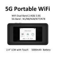 China 5000mAh 5G Dual-Band Pocket Router WiFi 6 Hotspot with SIM Slots 72H Streaming for Travel & Remote Work for sale