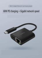 China 60W USB-C to Gigabit Ethernet Charge Adapter with FCP Fast Charging for Laptops and Tablets for sale