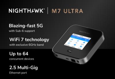 China Nighthawk M7 Ultra 5G WiFi 7 Mobile Hotspot Router 5.8Gbps 2.5G Ethernet for sale