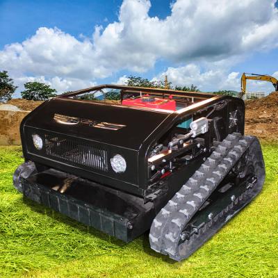 China Gasoline Engine Small Robot Grass Cutter Cutting Width Home Garden Farm Remote Control Crawler Lawn Mower for sale