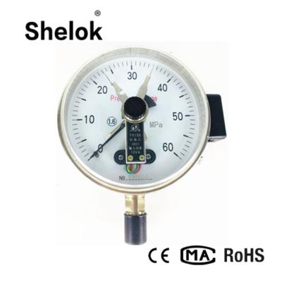 China Magnetic snap-action yxc-100 industrial bottom mounting types electric contact pressure gauge for sale
