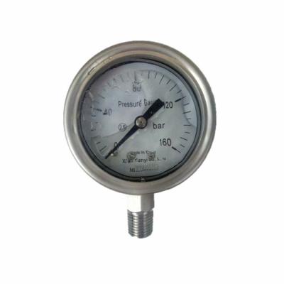 China 250bar high temperature bourdon tube manometer liquid filled pressure gauge stainless steel for sale