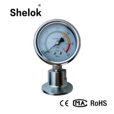 China All stainless steel clamp diaphragm seal sanitary pressure gauge with visual alarm for sale