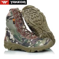China Cow Leather Military Tactical Boots Abrasion Resistant Sandwich Mesh for sale
