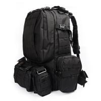 China Black Army Backpack / Tactical Hiking Backpacks With 3 Molle Bags for sale