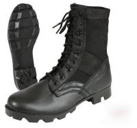 China Leather Black Military Jungle Boots Canvas Nylon Upper For Camping for sale