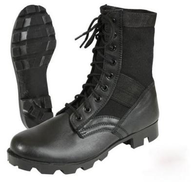 China Leather Black Military Jungle Boots Canvas Nylon Upper For Camping for sale