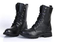 China Flat Low Heel Military Jungle Boots , Round Toe Leather Motorcycle Boots for sale