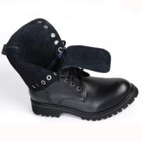 China Flat Low Heel Military Jungle Boots , Round Toe Leather Motorcycle Boots for sale