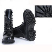 China Flat Low Heel Military Jungle Boots , Round Toe Leather Motorcycle Boots for sale