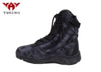China Strap Army Rubber Non - Slip Military Tactical Boots With Side Zipper Black Color for sale