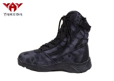 China Strap Army Rubber Non - Slip Military Tactical Boots With Side Zipper Black Color for sale