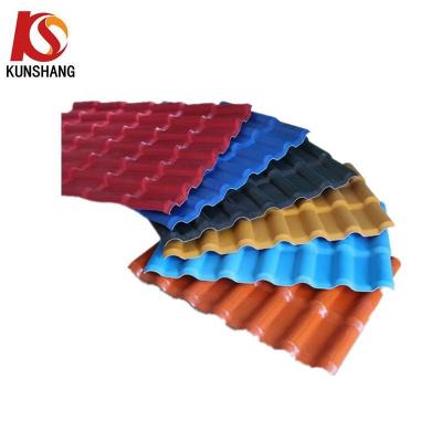 China PVC Tejas Corrugated Synthetic Resin Sheet Spanish Roof Tile with Fire Protection B1 and Bamboo Shape for sale