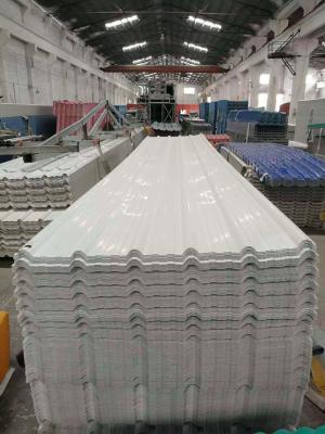 China Plain Roof Tiles PVC Plastic Roof Sheet 1130mm Trapezoidal Wave Tile UPVC Roofing Sheet in Blue with Materials for sale