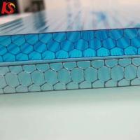 China Smooth Exterior Tiles Kunshang Plastic Sunshine Panel PC Sheet Honeycomb Polycarbonate Hollow Roof Sheet for Greenhouses for sale