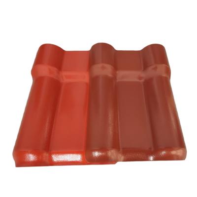 China Synthetic Resin Spanish PVC Roof Tile with ASA High Weatherability 2.3mm thickness and brick red color for sale