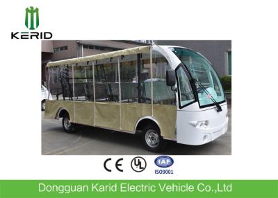 China Eco Friendly 72V Battery Operated 14seats Electric Shuttle Bus Sightseeing Cart With Foldable Rain Shade for sale