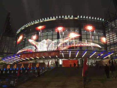 China LED P25 Outdoor Building Front Maintenance Curtain Led Display LED Media Louver Facade LED Strip Transparent Led Display for sale