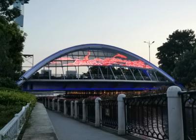China Transparent Outdoor LED Mesh Screen Display See Through Building Facade LED Screen High Brightness IP68 for sale