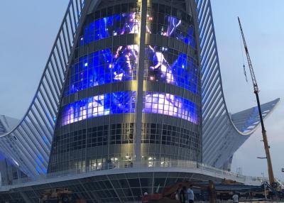 China FCC DC48V 2R2G2B Outdoor LED Mesh Curtain See Through LED Screen 7200CD/Sqm for sale