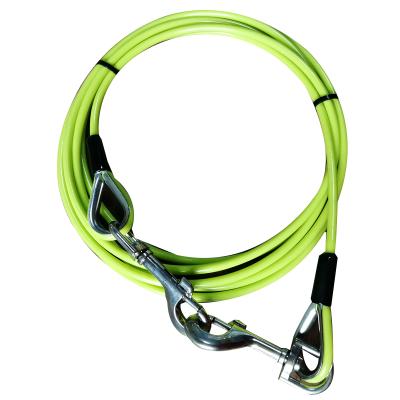 China High Tensile Strength PVC Coated Steel Wire Rope Dog Tie Out Cable 15ft Length for sale