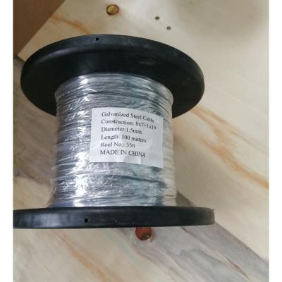 China 8X7+1X19 1.5mm 1.8mm Galvanized Steel Wire Rope High Fatigue For Auto Window Regulator for sale