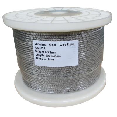 China 3.2mm 316 7x7 Stainless Steel Wire Rope AISI ASTM BS DIN GB JIS for sale