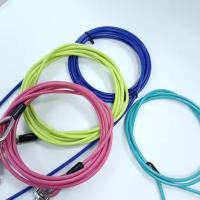 China 15ft Dog Leash Spiral Stake With Metal Spring Double Ended Steel Glue Coating Wire Traction Rope for sale