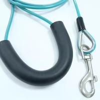 China 15ft Dog Leash Spiral Stake With Metal Spring Double Ended Steel Glue Coating Wire Traction Rope for sale