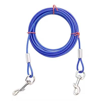 China Tie Out Cable Leash With Metal Durable Coating Anti-Bite Steel Wire Rope Dog Tie Out Cable Leash For Dog for sale
