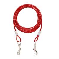 China Tie Out Cable Leash With Metal Durable Coating Anti-Bite Steel Wire Rope Dog Tie Out Cable Leash For Dog for sale