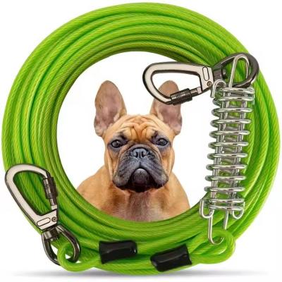 China Heavy Duty Retractable Tie Out For Large Dogs Double Ended Steel Glue Coating Wire for sale