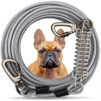 China Heavy Duty Retractable Tie Out For Large Dogs Double Ended Steel Glue Coating Wire for sale