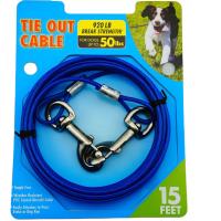 China Blue PVC Coated Dog Tie Out Cable with 20FT Length and 920 Lbs Break Strength for Medium Duty Dogs for sale