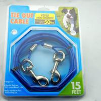 China Blue PVC Coated Dog Tie Out Cable with 20FT Length and 920 Lbs Break Strength for Medium Duty Dogs for sale