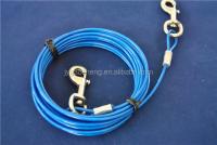China Blue PVC Coated Dog Tie Out Cable with 20FT Length and 920 Lbs Break Strength for Medium Duty Dogs for sale