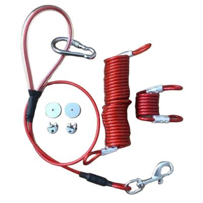 China Outdoor High Carbon Steel Retractable Dog Tie Out Cable with 4.41 KN Breaking Strength and Customizable Length for sale
