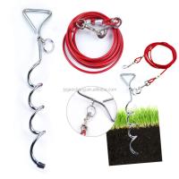 China Outdoor High Carbon Steel Retractable Dog Tie Out Cable with 4.41 KN Breaking Strength and Customizable Length for sale