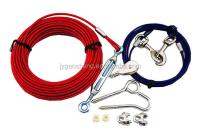 China Outdoor High Carbon Steel Retractable Dog Tie Out Cable with 4.41 KN Breaking Strength and Customizable Length for sale