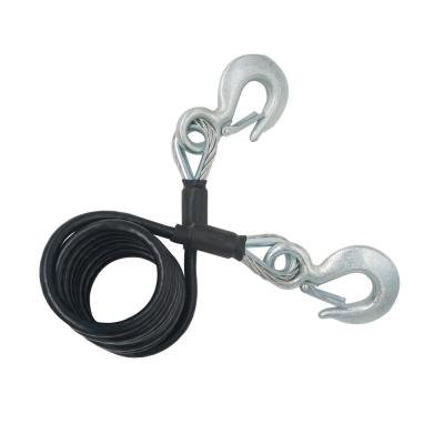 China Heavy Duty Car Emergency Tow Cable  PVC Coated Steel Wire Rope With Hooks for sale