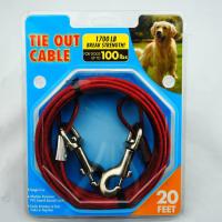 China 12 Feet PVC Coated Dog Tie Out Cable And Stake Pet Accessories Solid Pattern for sale