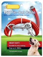China 12 Feet PVC Coated Dog Tie Out Cable And Stake Pet Accessories Solid Pattern for sale