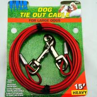 China 12 Feet PVC Coated Dog Tie Out Cable And Stake Pet Accessories Solid Pattern for sale