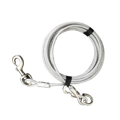 China Hot Selling Customized PVC Coated Steel Wire Rope Pet Outdoor Training Dog Tie Out Cable for sale