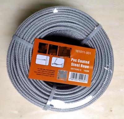 China Clear Vinyl Coated Galvanized Steel Wire Rope 3.0mm Diameter 100m Length for Safety Protection and Binding for sale